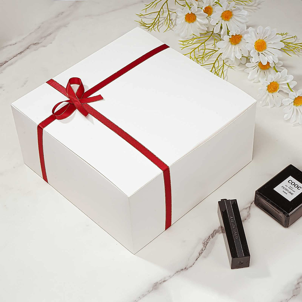 opaprain 8x8x4 inch 10 pack small white gift box with lid, easy to assemble, used for Christmas gift, bridesmaid proposal box, wedding and birthday party gift box.