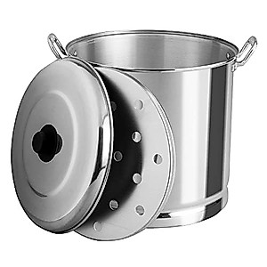 Vasconia 27.5-Quart Steamer Pot (Aluminum) with Tray & Aluminum Lid for Most Stoves (Hand-Wash only) Large Stock Pot for Tamales, Steaming, Boiling & Frying - Makes Seafood, Pasta, Veggies & More