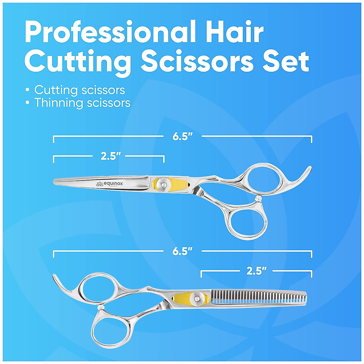 Equinox Professional Hair Scissors Set - Includes Barber Scissors & Thinning Shears for Hair Cutting & Grooming, Premium Japanese Stainless Steel Hair Cutting Scissors, Barber Accessories & Hair Tools