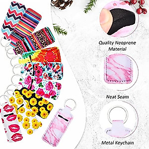 30 Pieces Halloween Lipstick Keychain Holders Lipstick Holder Keychain with Wristlet Keychain Lipstick Sleeve Pouch Lip Balm Portable Pocket Lip