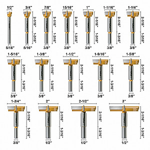 FivePears 16 Pcs Forstner Drill Bits Set, Carbide Tipped Wood Hole Saw Auger Opener, Hole Opener Hinge Hole Cutter for Woodworking, Plastic, Plywood Products
