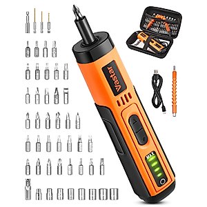 Vastar 4.2V Electric Screwdriver Kit, 4 Torque Settings, 49 in 1 Cordless Rechargeable Screwdriver with LED Light, 35 CRV Steel Screwdriver Bits, 8 Sockets, Magnetic Hex Chuck, Bit Holders