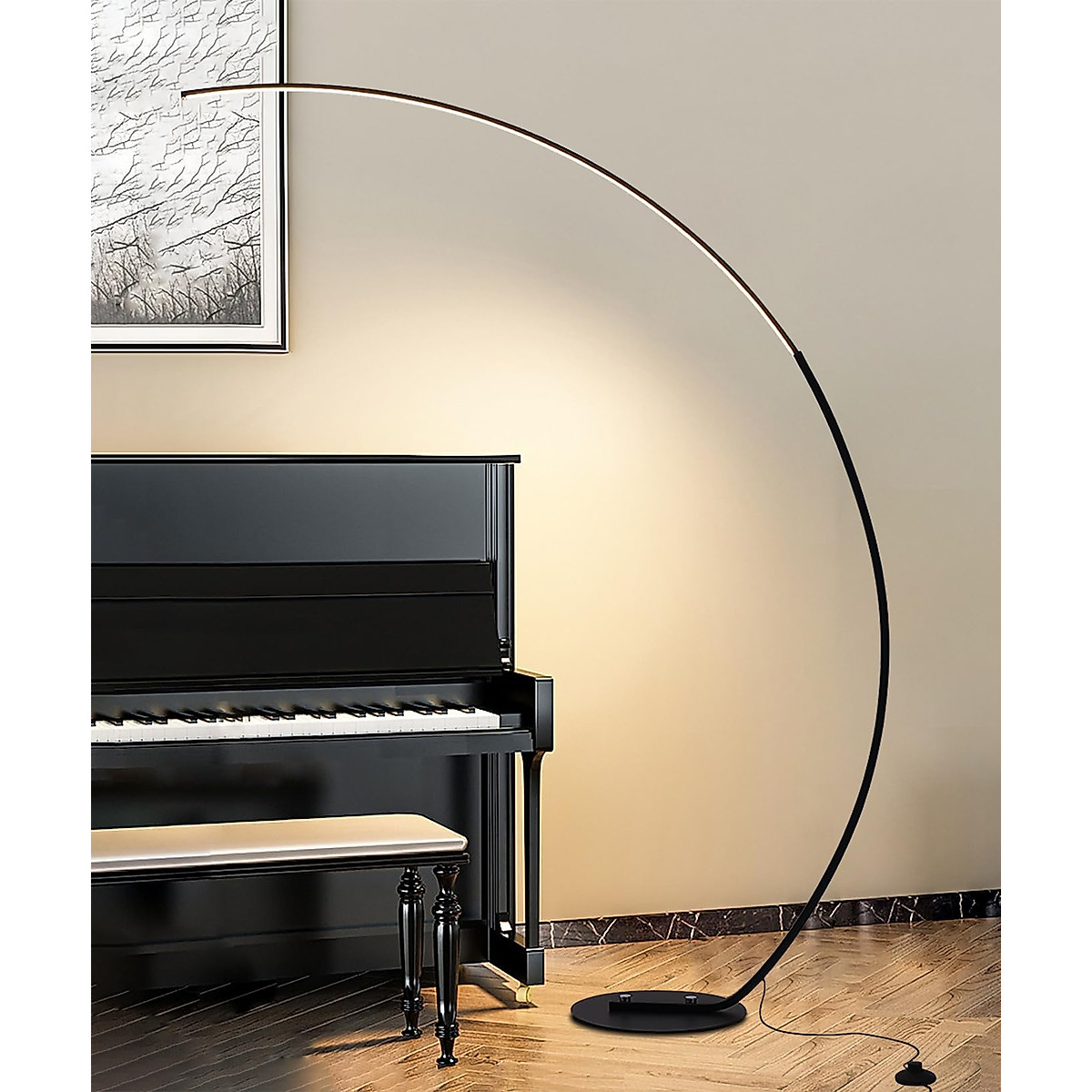 Dimmable Arc Floor Lamp with Remote Control, 67'' Black Modern LED Standing Lamps Tall Lamp, Arched Floor Lamp for Living Room, 3 Color Temperatures, Reading Floor Lamps for Bedroom Office Home