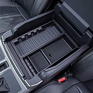 PIMCAR Compatible with Ford 2015-2020 F150, 2017-2022 F250 F350 F450, 2018-2022 Expedition Center Console Organizer Insert Tray Pallet Storage Accessories (Work Great with The Factory Tray) - Black
