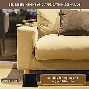 LUCKYQTQH Bed Risers Oversized, Furniture Risers 2,3,4,6 and 8 Inch Heavy Duty, Set of 4 Furniture Lifts, Bed Raiser with Non-Slip,Table Riser, Sofa Riser, Desk Risers Support up to 5000 Lbs