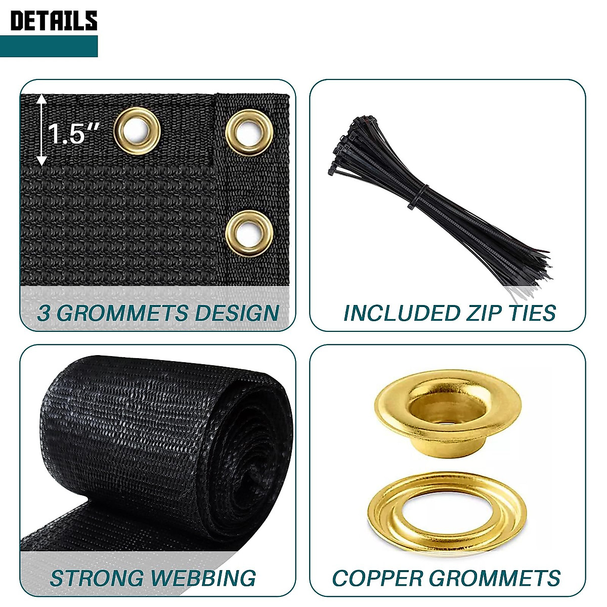 TANG Sunshades Depot Black 4x50' FT Privacy fence screen Temporary 150 GSM Heavy Duty Windscreen Fence Netting Fence Cover with Zipties 88% Privacy Blockage excellent Airflow 3 Years Warranty