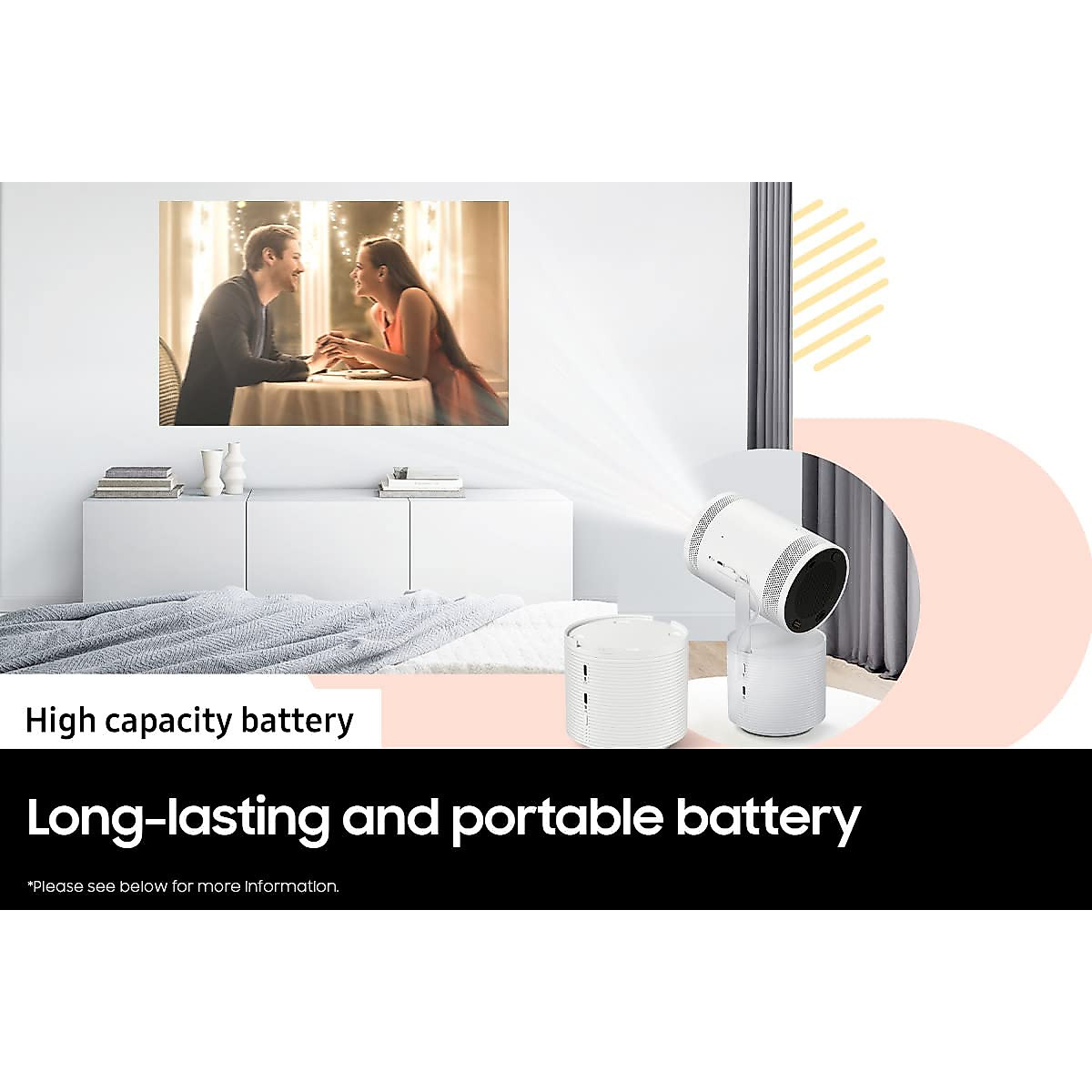 SAMSUNG The Freestyle Battery Base for Smart Portable Projector, Convenient Use, Power Charging for Home Theater and Entertainment, VG-FBB3BA/ZA, 2022, White