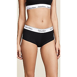Calvin Klein Women's Modern Cotton Boyshort Panty, Black, Large