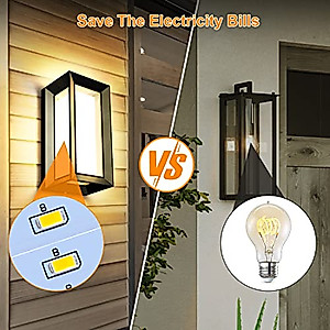 LED Outdoor Wall Porch Light,2 Pack Modern Wall Sconce 3000K Waterproof Exterior Lighting Fixtures Wall Mount