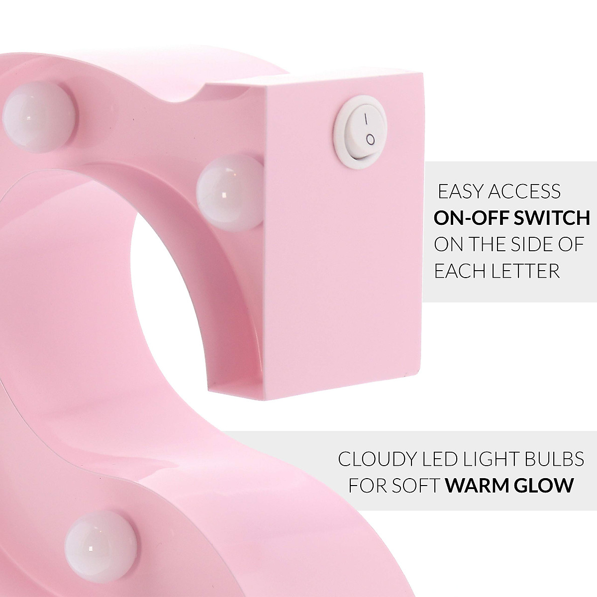 Barnyard Designs Metal Marquee Letter S Light Up Wall Initial Nursery Letter, Home and Event Decoration 9 Inch (Baby Pink)