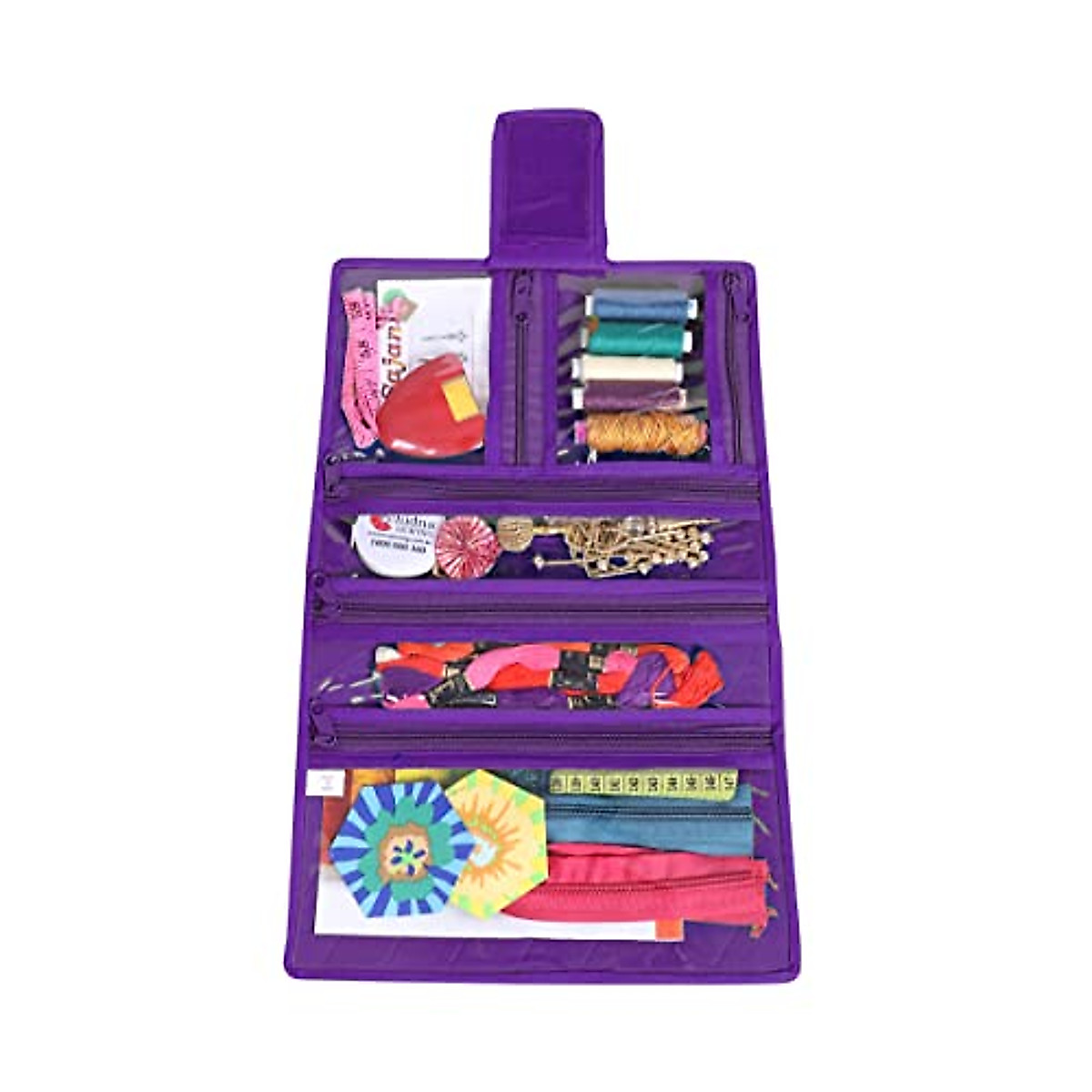 Yazzii Compact Craft Organizer Tote Bag - Portable Storage Bag Organizer - Multipurpose Storage Organizer for Crafts, Cosmetics & Jewelry-Purple