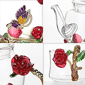 BTaT- Small Glass Tea Set, 2 Fancy Cups, Tea Pot Glass, Tea Kettle Set, Tea Pot, Glass Teapot, Tea Set for Adults, Glass Tea Kettle, Glass Tea Cup, Pretty Tea Cup, Teapot, Fancy Tea Cup, Fancy Tea Set