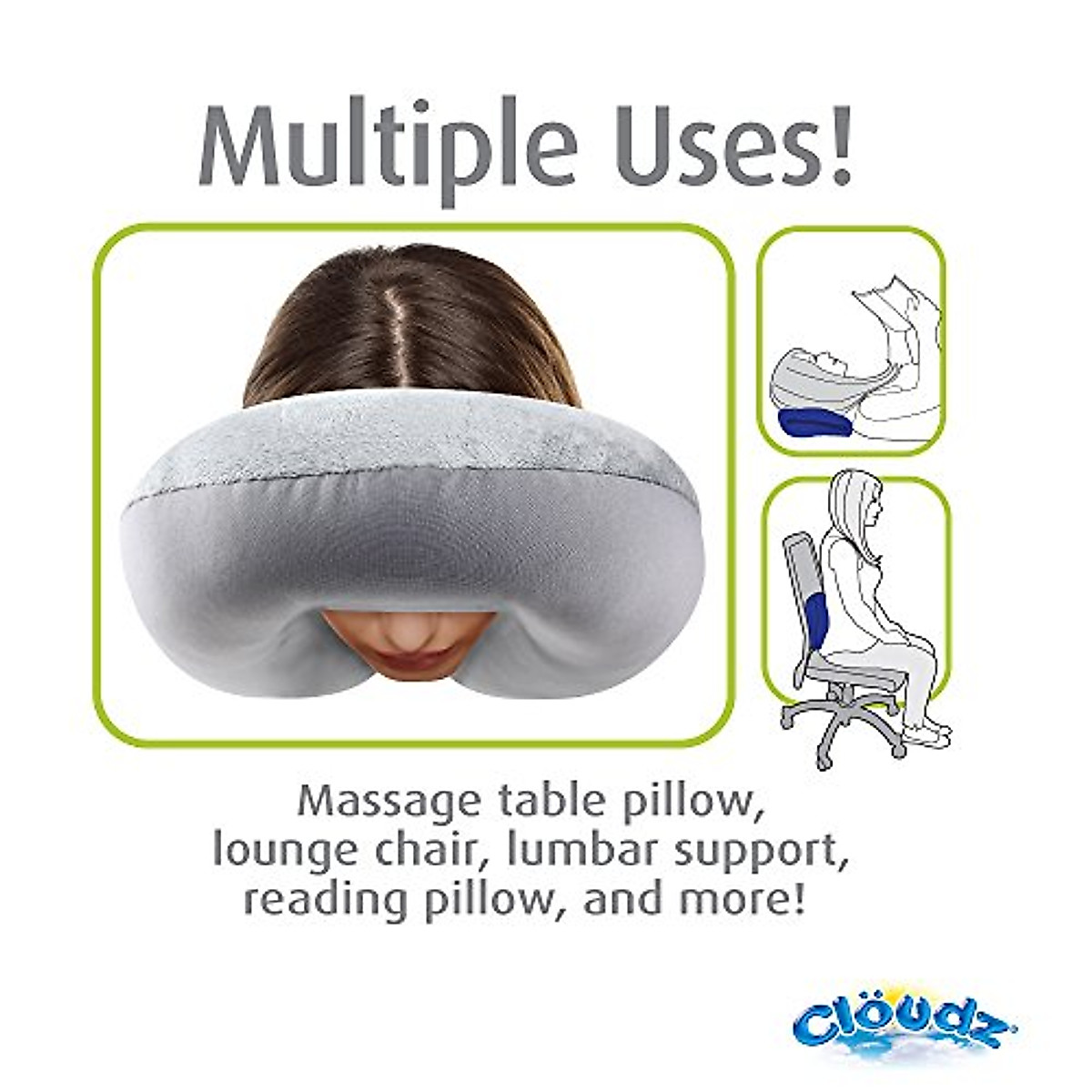 Cloudz Microbead Travel Neck Pillow - Grey