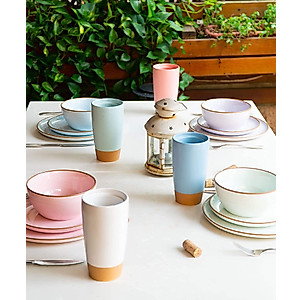 Mora Ceramic Plates and Bowls Set, Assorted Colors - Cereal Bowls and Salad Plates Bundle - Microwave, Dishwasher, and Oven Safe