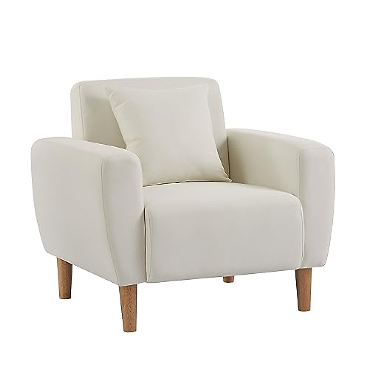 FREEHOMAE Polyester Accent Chair for Living Room Square Arm Chair with Toss Pillow Comfy Single Sofa Club Chair for Small Space