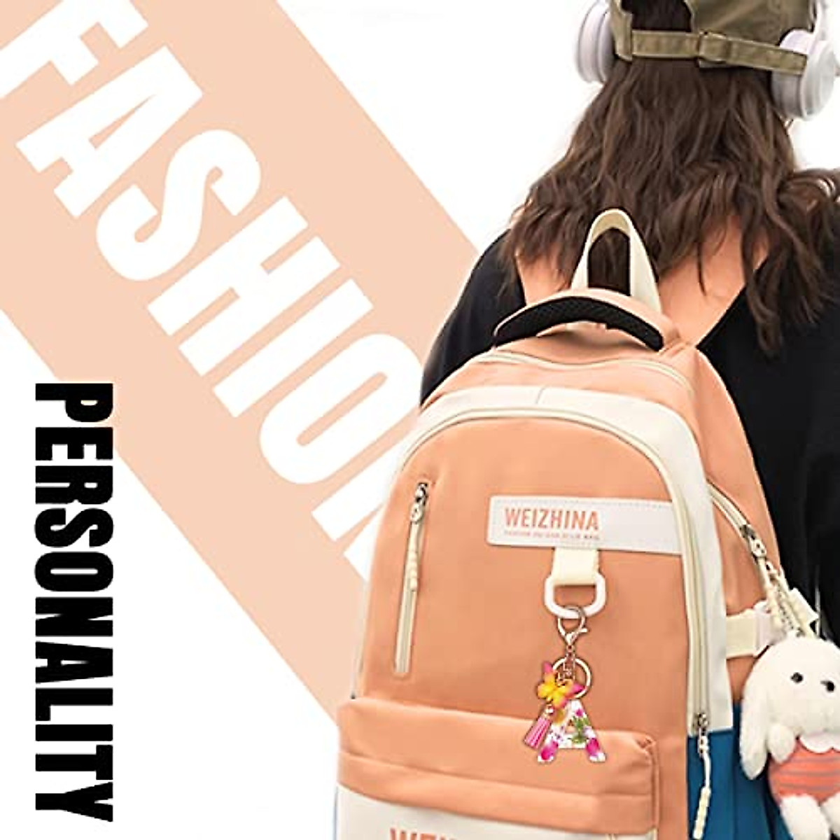 Suweibuke Cute Key Chains for Women Girls, Initial Letter Keychains with Tassel and Butterfly, Charms for Purse Backpacks Handbags Bags (A)