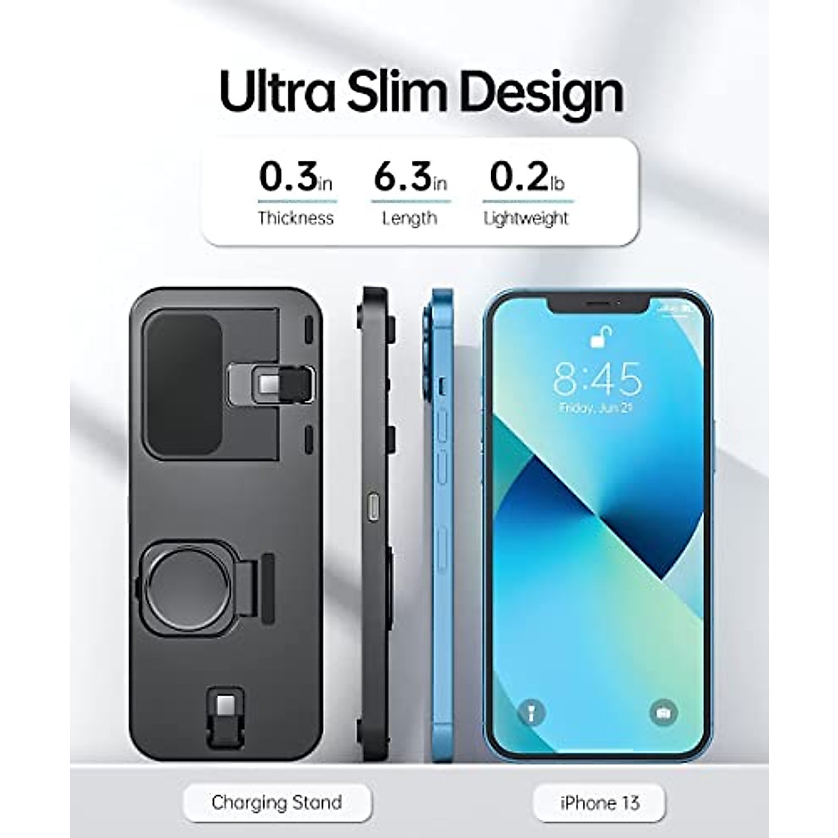 LERCIOR Portable 3 in 1 Charging Station for Apple Devices Foldable Charger Station for Apple Watch 7/6/SE/5/4/3/2/1 Charger Stand, Charging Station for iPhone AirPods Pro3/2/1 Charging Stand Black