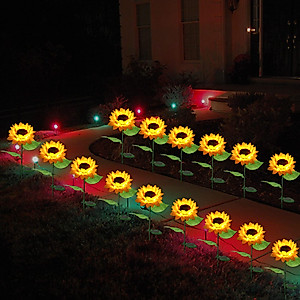 Solar Sunflowers Lights Outdoor Garden Decorative LED Lights Waterproof Solar Landscape Lights for Pathway, Garden,Yard, Patio, Backyard