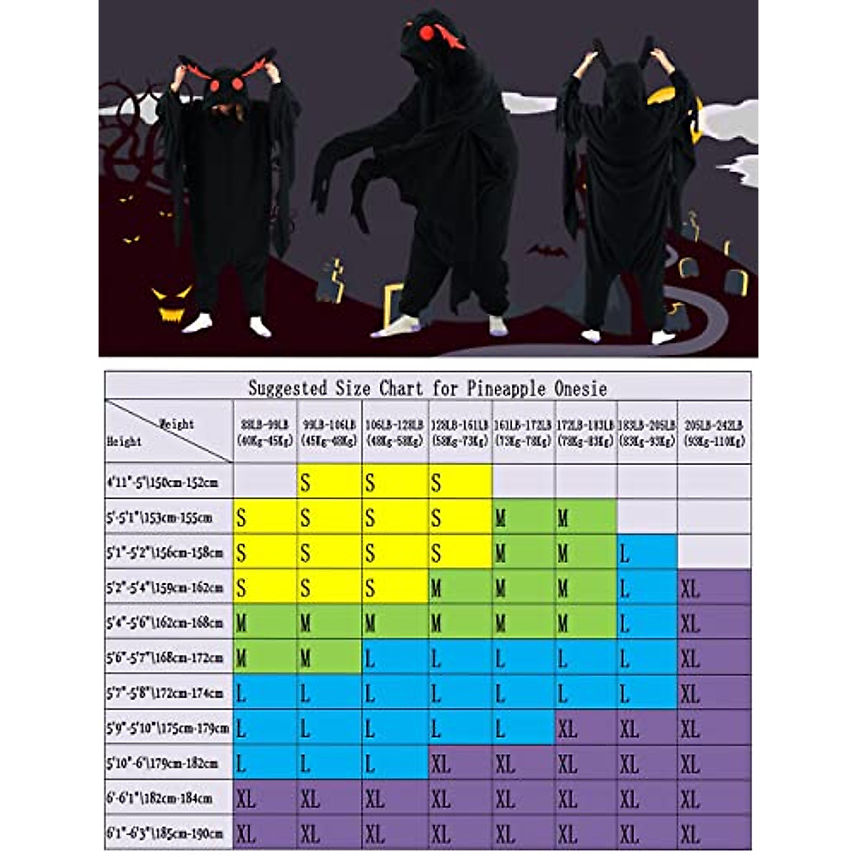Mothman Halloween Onesie Adult Pajamas Cosplay Animal Homewear Sleepwear Jumpsuit Costume for Women Men