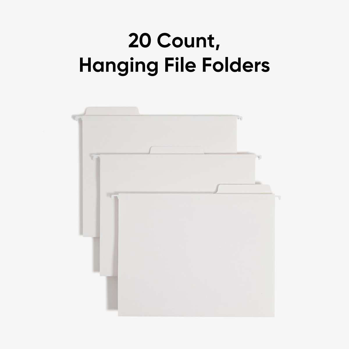 Smead FasTab Hanging File Folder, 1/3-Cut Built-in Tab, Letter Size, White, 20 per Box (64002)