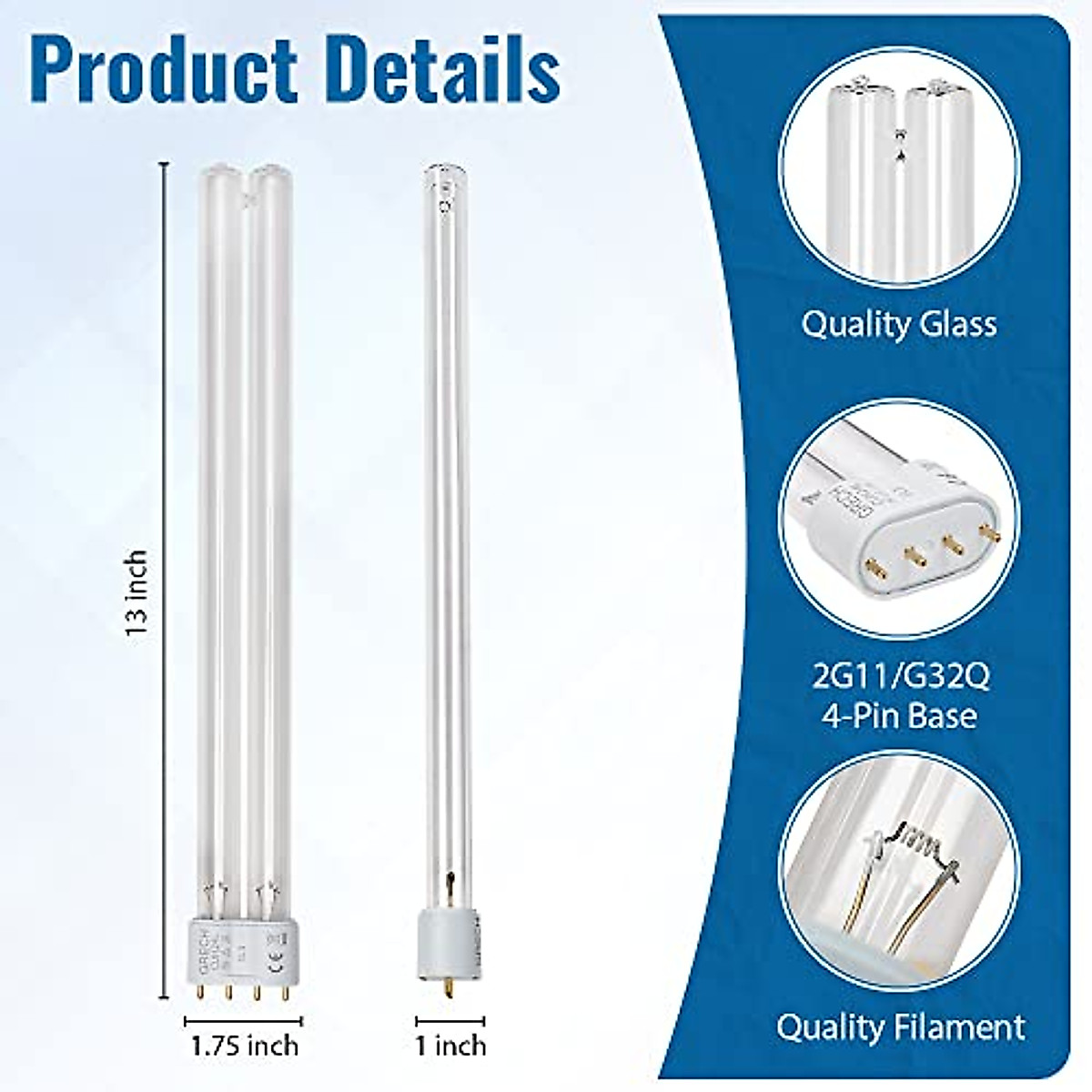 OXYFUL 24W UV Ultraviole 2G11-4 Pin Base Replacement Sterilizer Light Clarifier Lamp Filter for Aquarium Koi Pond Fish Tank Compatible to CUV-324 / CUV-624