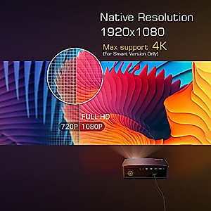 Thick Full 4K 1920x1080P LCD 9.0 WiFi LED Home Theater Video Projector Beamer for Smartphone Tablet