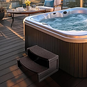 Confer Plastics Resin Multi Purpose Outdoor Non Slip Portable Spa and Hot Tub Handi-Step Deck Patio Steps Accessories, Deep Grey
