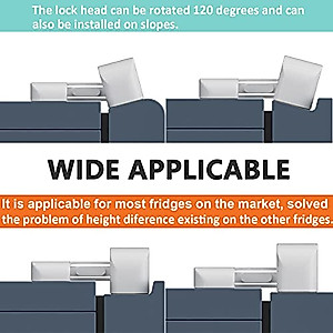 HEOATH 2 Pack Upgrade Child Proof Refrigerator Fridge Freezer Door Lock, Can be Installed on Slopes and Max 1" (25mm) Sealing Strip for Toddlers and Kids, no Tools Need or Drill (White)
