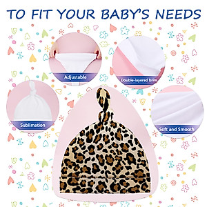 SATINIOR 3 Pieces Sublimation Blank Baby Beanie Hats White Blank Newborn Knotted Beanie Caps Adjustable Sublimation Infant Baby Hats for Boys Girls