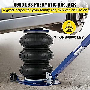 VEVOR Air Jack, 3 Ton/6600 lbs Triple Bag Air Jack, Air Bag Jack Lift Up to 15.75 Inch, 3-5S Fast Lifting Air Bag Jack for Cars with Adjustable Long Handle (Blue)
