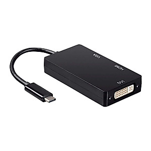 Monoprice USB Type-C to 4K HDMI, Single Link DVI, and VGA Passive Adapter,6in Cable Length, Black - Consul Series