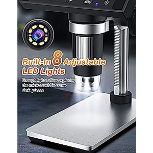 Coin Microscope, MOYSUWE 4.3 inch LCD Digital Microscope with Screen, Coin Microscope for Error Coins for Kids Adults - Metal Stand, 8 LED Lights, Compatible with Windows