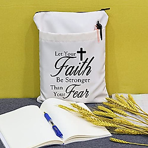 Zuo Bao Christian Gift Religious Book Pouch Let Your Faith Be Stronger Than Your Fear Book Sleeve Bible Verse Gift(Let Your Faith Be Stronger Than You Fear)