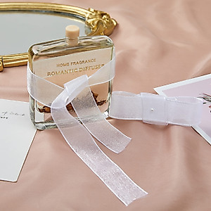 JINGLESTAR 1 Inch Wide Sheer Chiffon Ribbon - Pearl Silk Woven Ribbon Suitable for Gift Wrapping, Wedding Decor, Home Decor, Girl Hair Accessories Handmade DIY (25 Yards/roll) (White)