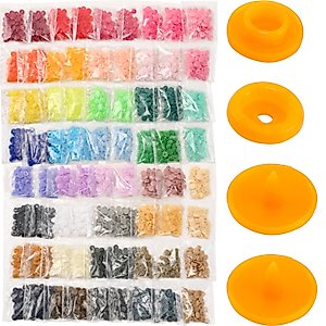 Lyrow 720 T5 Plastic Snap Buttons for Sewing and Crafting No Sew Snaps Fabric Bib Snaps Colorful Buttons Starter Fasteners for Clothing Bibs Diapers Doll Crafts, 36 Colors