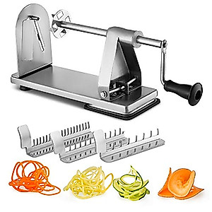 MITBAK Stainless Steel Spiralizer Vegetable Slicer | Industrial-Grade 3-Blade Zoodle Maker | Zucchini spaghetti maker | Great For Salad, Low Carb, Paleo, Vegan, Spaghetti | Suction Base For Non Slip