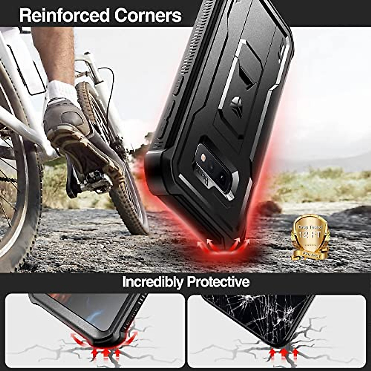 Dexnor for Samsung Galaxy S10e Case, [Built in Screen Protector and Kickstand] Heavy Duty Military Grade Protection Shockproof Protective Cover for Samsung Galaxy S10e, Black