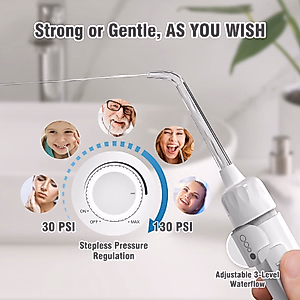 Zao's Selection New Countertop Water Flosser for Family Use, 30-130 PSI Stepless Pressure Regulation,1000ml, 8 Tips, Isolated Tip Storage, Oral Irrigator, Water Picks for Teeth Cleaning