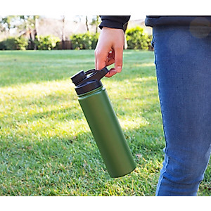 MIRA 24 oz Stainless Steel Water Bottle - Hydro Vacuum Insulated Metal Thermos Flask Keeps Cold for 24 Hours, Hot for 12 Hours - BPA-Free Spout Lid Cap - Olive Green