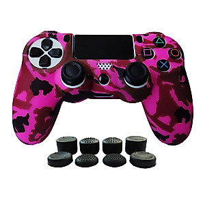 Hikfly Silicone Gel Controller Cover Skin Protector Compatible for PS4/PS4 Slim/PS4 Pro Controller (1 x Controller Cover with 8 x FPS Pro Thumb Grip Caps)(Peach)