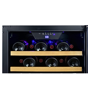 EdgeStar CWF440SZ 20 Inch Wide 44 Bottle Capacity Free Standing Wine Cooler with Reversible Door and LED Lighting