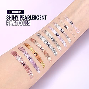 LANGMANNI 10Pcs Liquid Glitter Eyeshadow Korean Makeup Set, Shimmer,Pigmented,Long Lasting,Quick Drying,Easy to Apply Crystals Glitter Eyeshadow (10pcs Set)