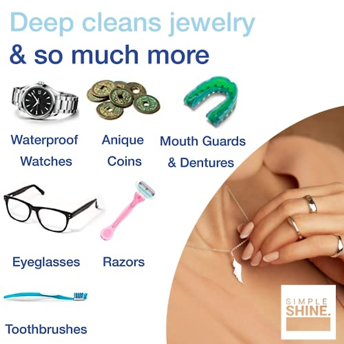 Ultrasonic Jewelry Cleaner Kit - New Premium Cleaning Machine and Liquid Cleaner Solution Concentrate - Digital Sonic Cleanser for Watchbands Jewelry, Silver and More