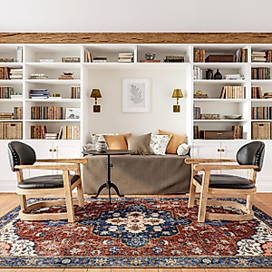 Rugs USA x Lauren Liess Amaryllis Medallion Machine Washable Area Rug, 9x12, Rust