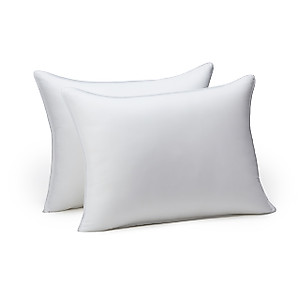 Amazon Basics Down Alternative Bed Pillows, Medium Density for Back and Side Sleepers - Standard, 2-Pack,white