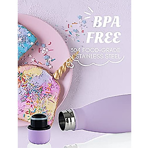 Onebttl Unicorn Gifts, Unicorn Party Supplies, Stainless Steel Water Bottle, Kids Water bottle 17oz/500ml Double Wall Vacuum Insulated Thermo Bottle PURPLE FLOWER