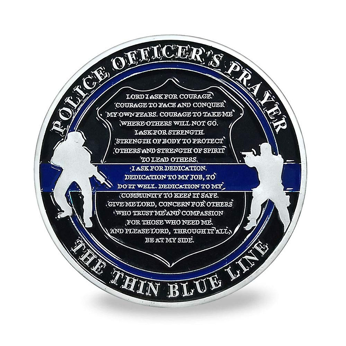 Saint Michael Law Enforcement Challenge Coin Thin Blue Line Police Officer Prayer