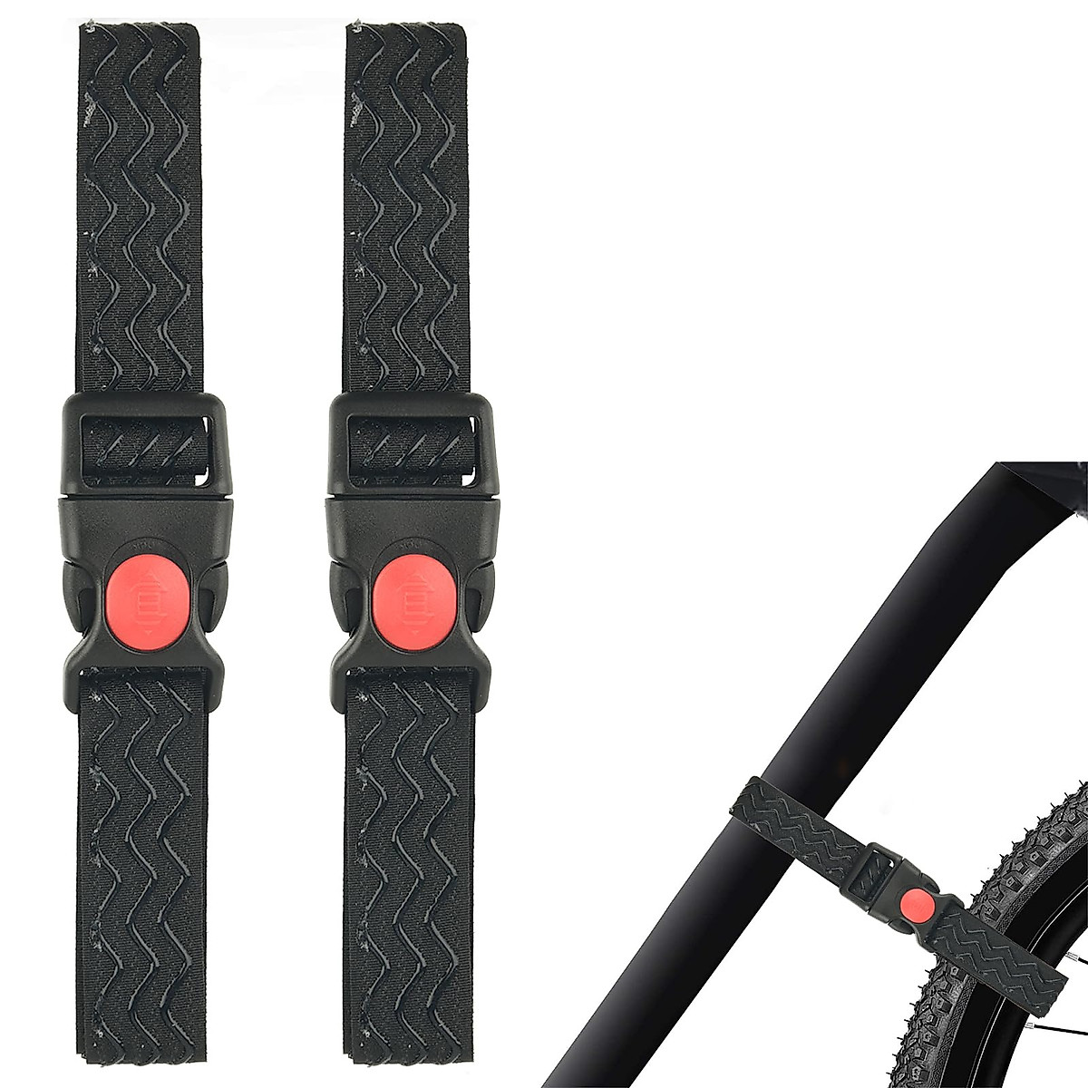 Cosmos 2 Pcs Bike Wheel Stabilizer Straps Anti-Slip Adjustable Fastening Tie Down Straps Reusable Versatile Hook & Loop Securing Straps