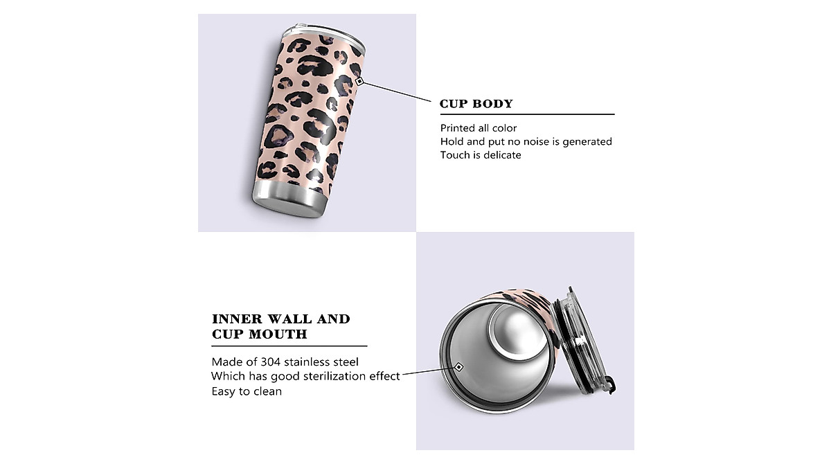 Stylish Leopard Print Insulated Tumbler - 20oz