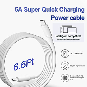 100W USB C Charger for MacBook Pro 16, 15, 14, 13 inch 2021, 2020, 2019, 2018, New MacBook Air, iPad Pro, USB-C, Type C Laptop Power Adapter Supply, 6.6ft 5A USB C to C Charging Cable